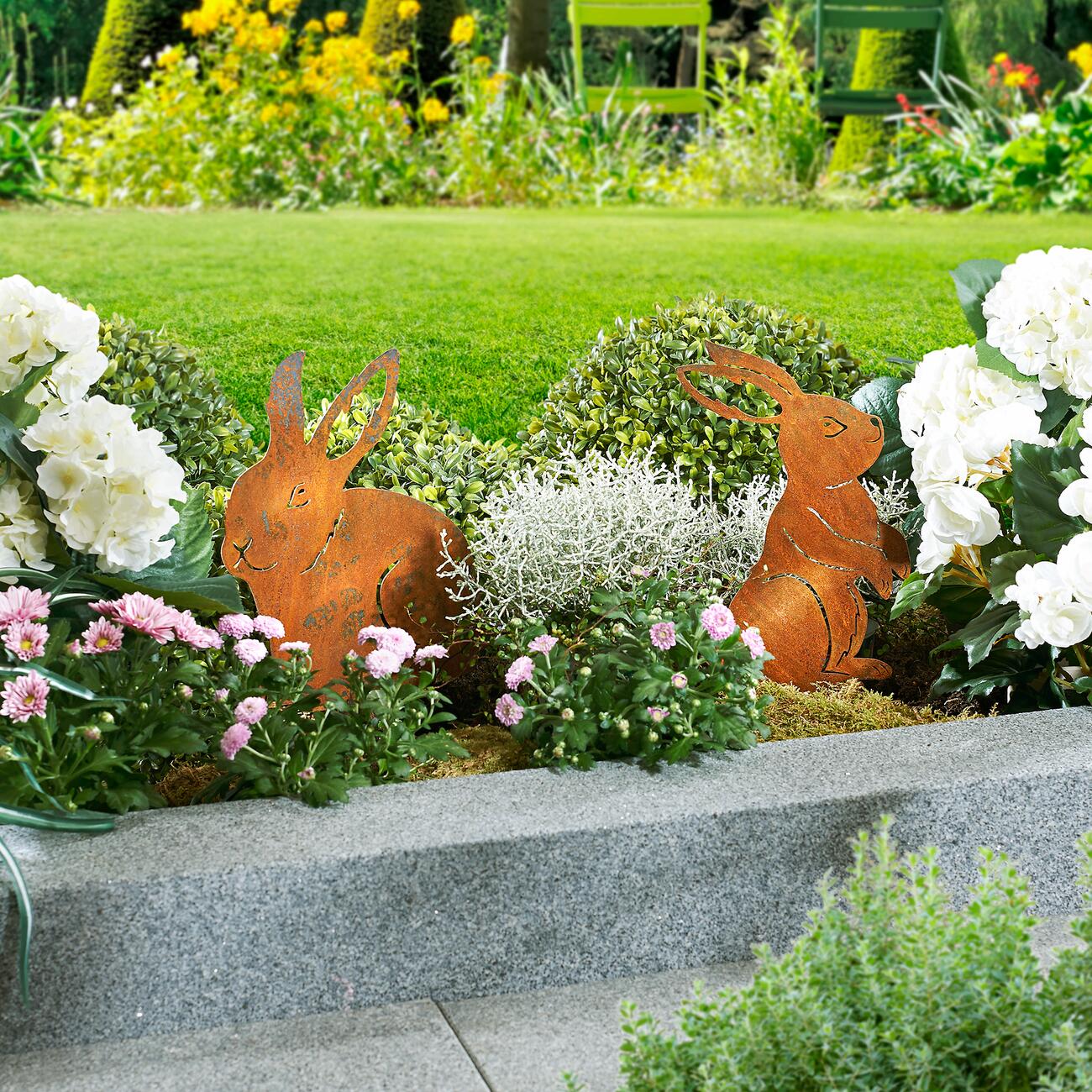 Gartenstecker Hasen, 2er-Set – mit 3 Jahren Garantie